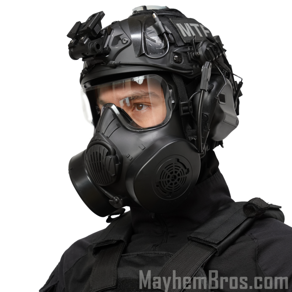 Mock Tactical Gas Mask with Anti-Fog Cooling Fans (Clear Lens) – MAYHEM ...
